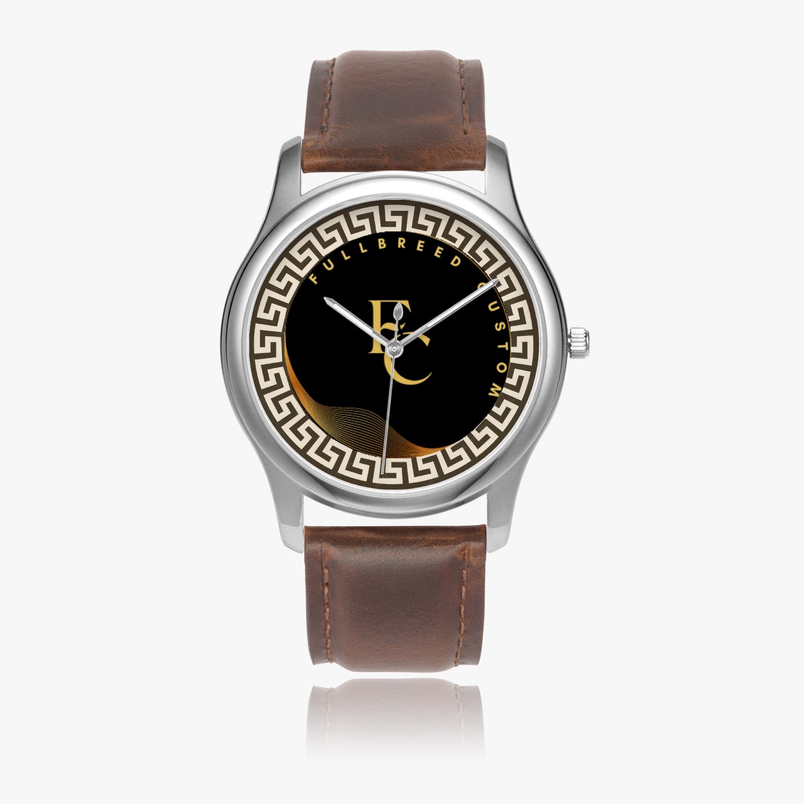 152. Stylish Leather Strap Classic Quartz Watch (Silver) - fullbreedcustom