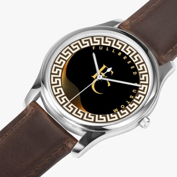 152. Stylish Leather Strap Classic Quartz Watch (Silver) - fullbreedcustom